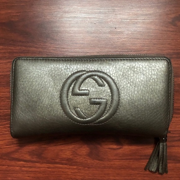 Gucci | Bags | Gucci Pewter Large Soho Leather Zip Around Wallet | Poshmark